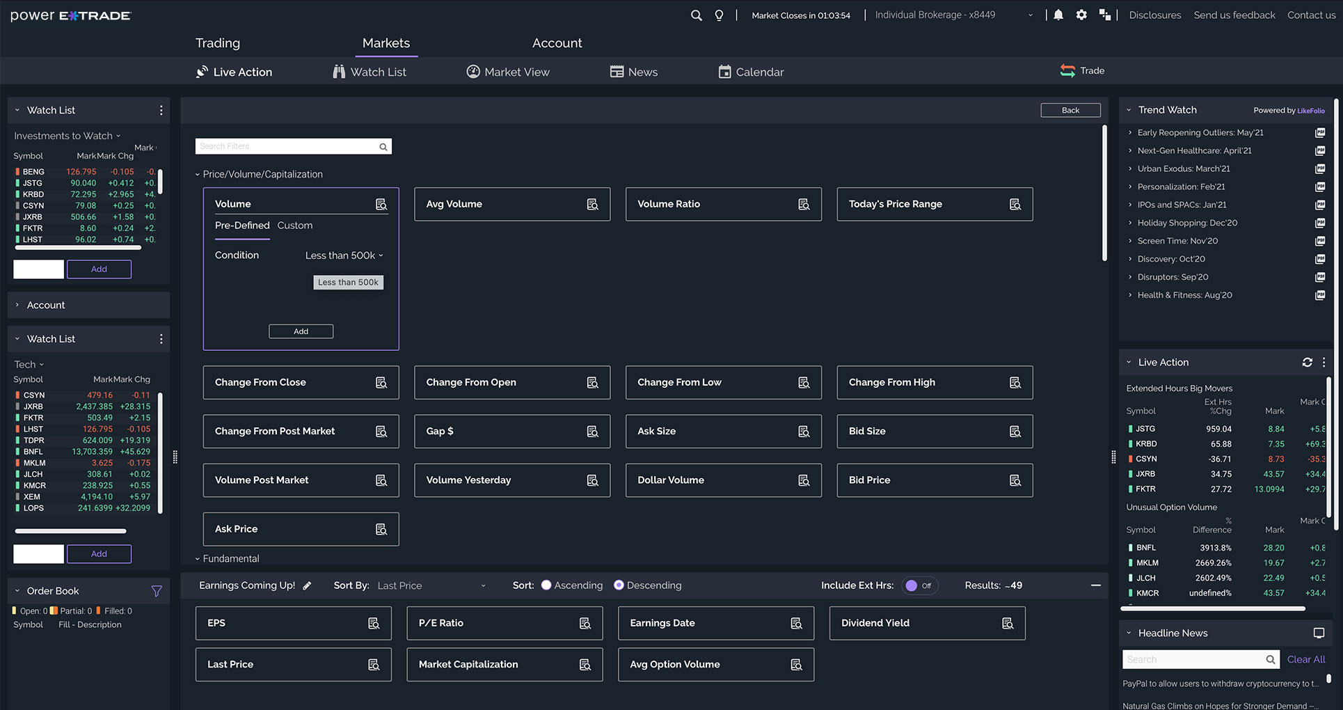 Power E*TRADE: Platform for Active Traders